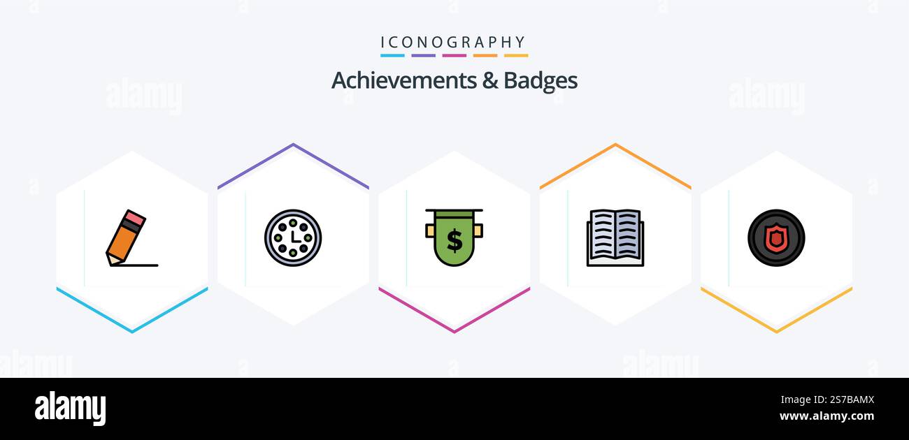 Achievements and Badges 25 FilledLine icon pack including award ...