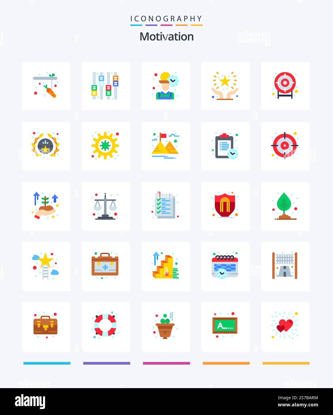 Creative Motivation 25 Flat icon pack Such As target. darts. time. safe ...