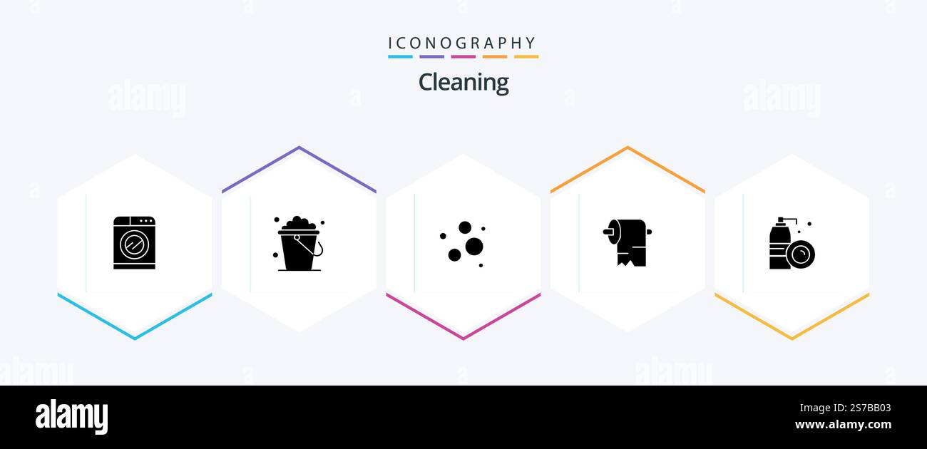 Cleaning 25 Glyph icon pack including bottle. tissue. clean. paper ...