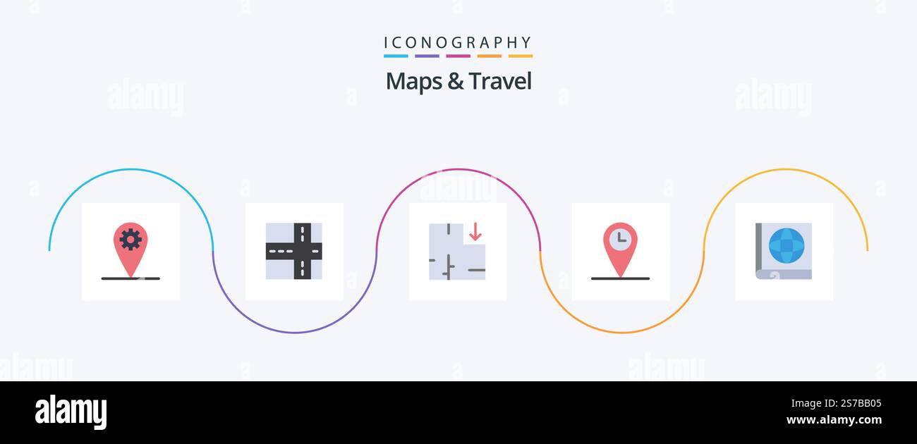 Maps and Travel Flat 5 Icon Pack Including . location Stock Vector ...