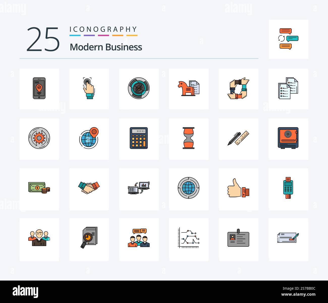 Modern Business 25 Line Filled icon pack including strategy. logic. scanner. labyrinth ...