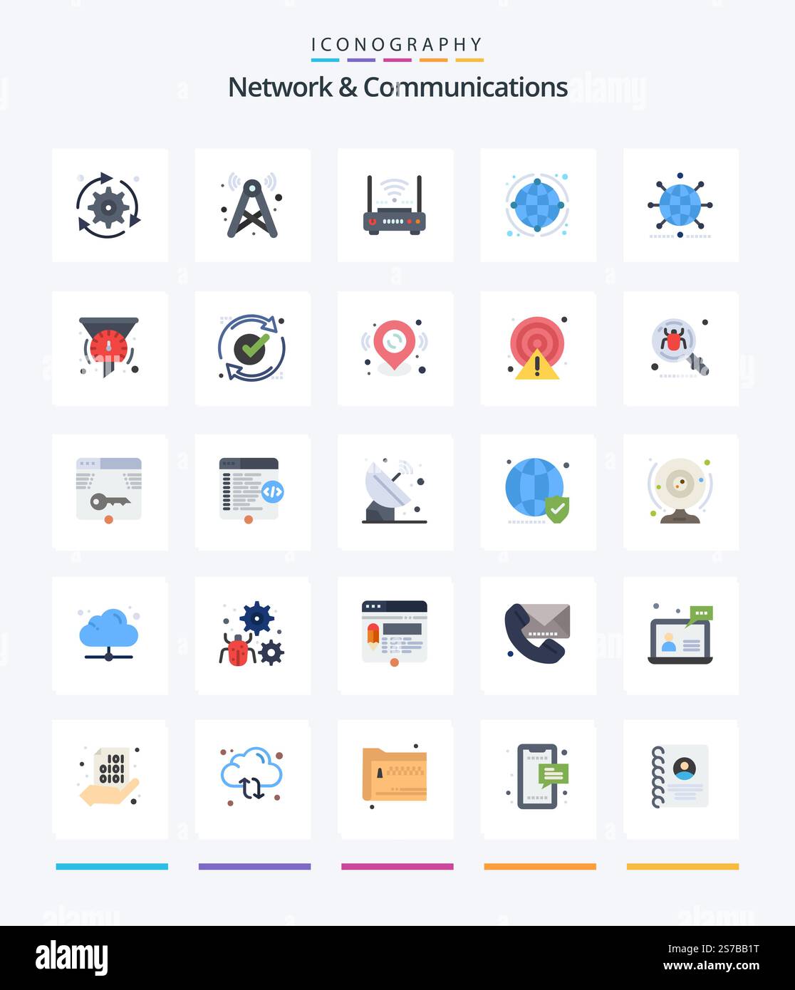 Creative Network And Communications 25 Flat icon pack Such As network ...