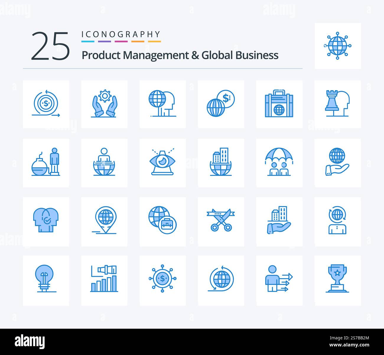 Product Managment And Global Business 25 Blue Color icon pack including modern. global ...