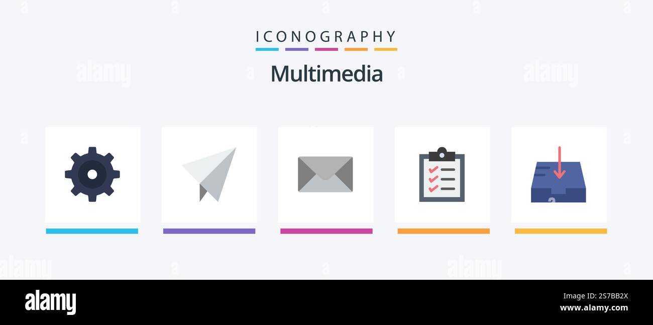 Multimedia Flat 5 Icon Pack Including . tasks. . Creative Icons Design ...