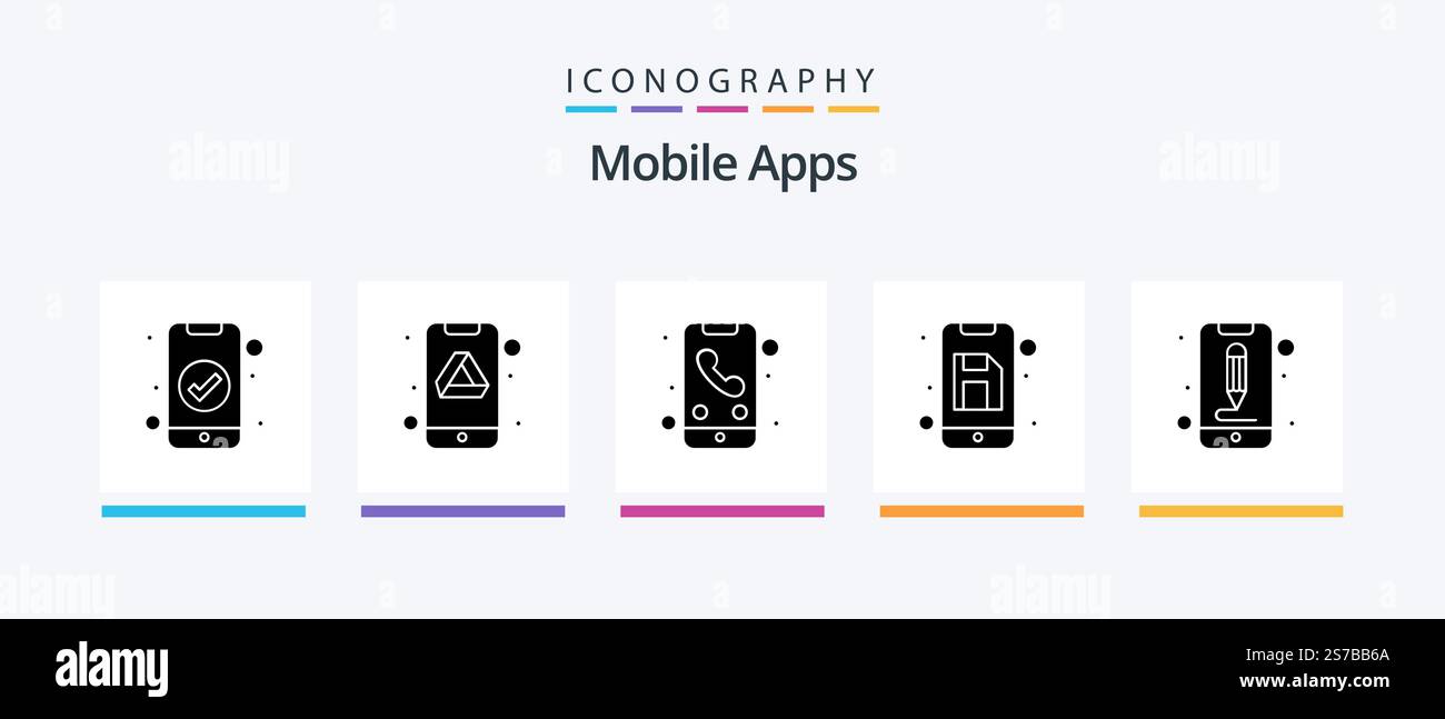 Mobile Apps Glyph 5 Icon Pack Including edit. memory disk. app. app ...