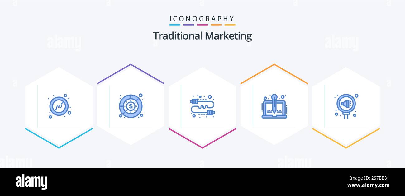 Traditional Marketing 25 Blue icon pack including story. content ...