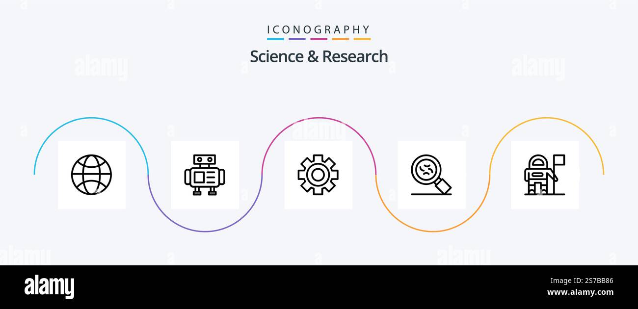 Science Line 5 Icon Pack Including . flag. setting. exploration. virus ...