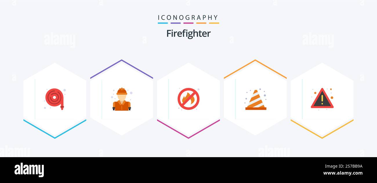Firefighter 25 Flat icon pack including fire. sign. fire. road. block ...