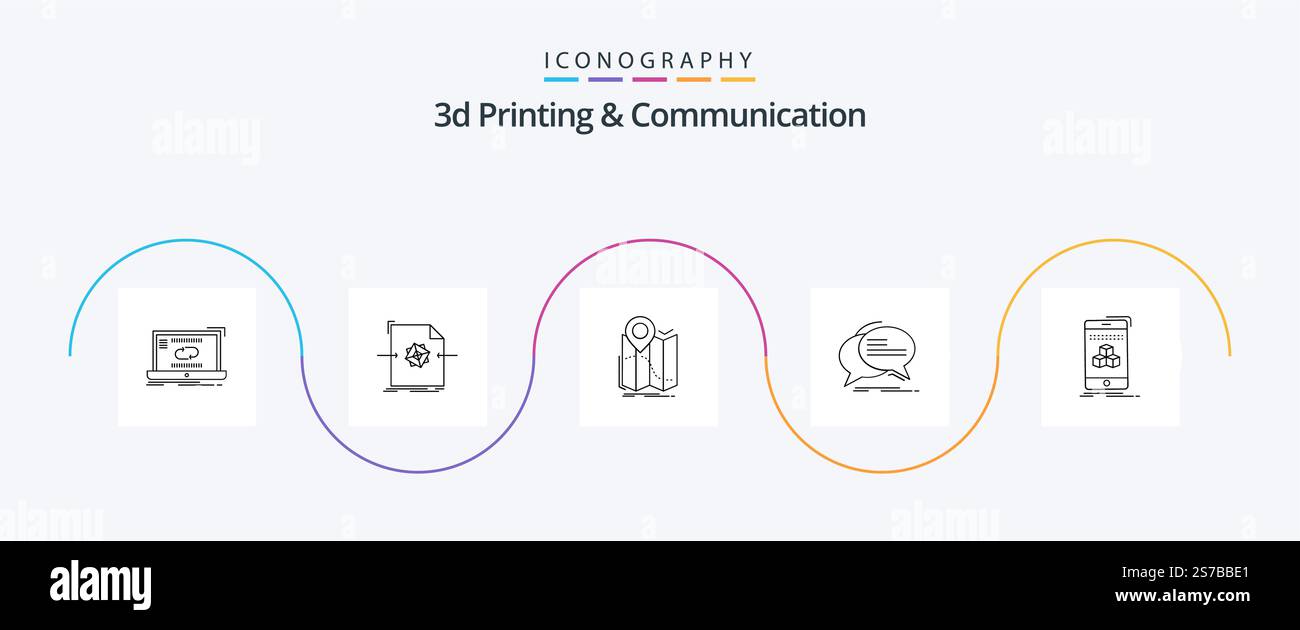 3d Printing And Communication Line 5 Icon Pack Including communication ...