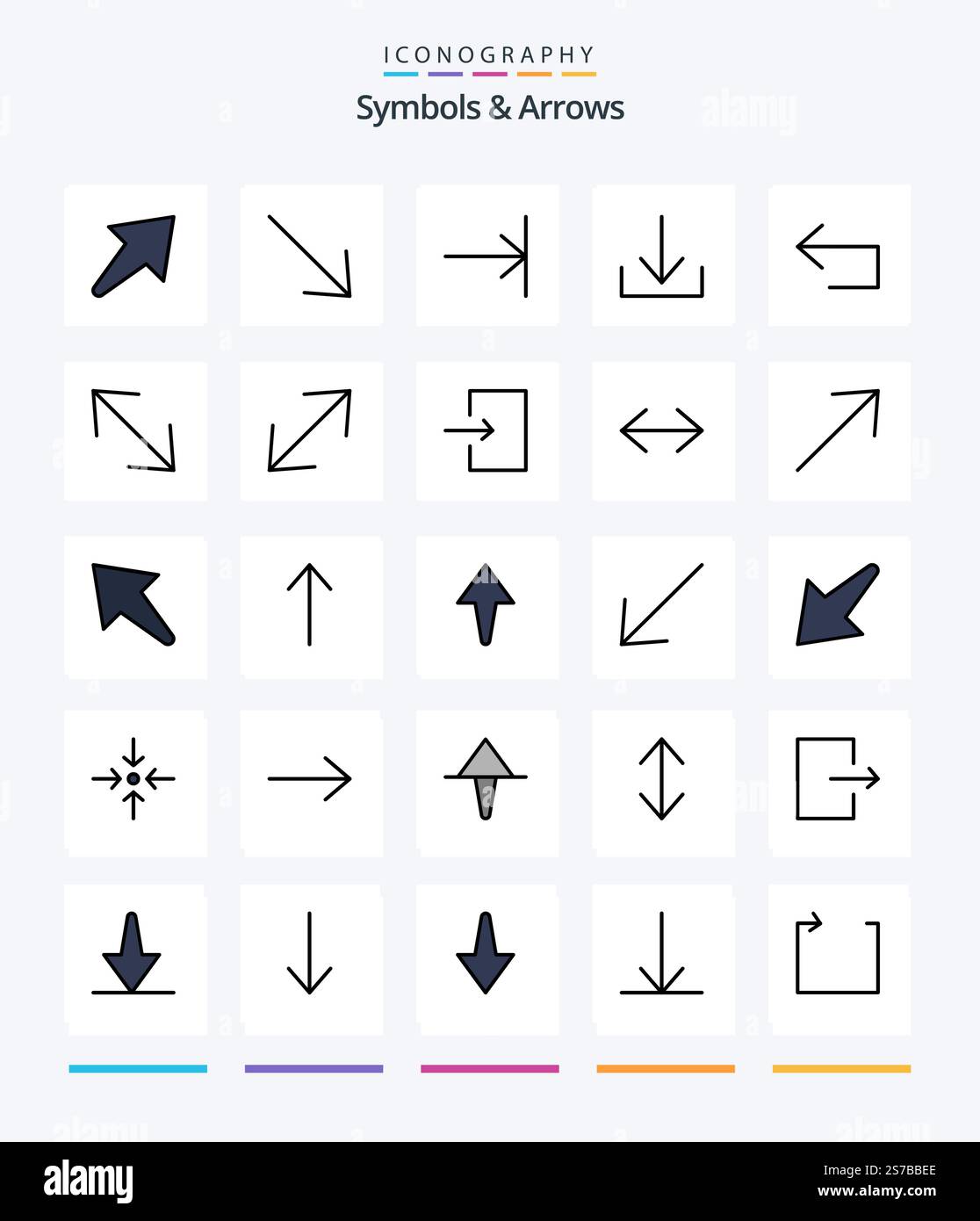Creative Symbols & Arrows 25 Line FIlled icon pack Such As input. arrow ...