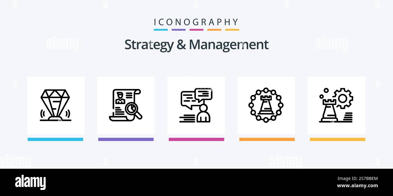 Strategy And Management Line 5 Icon Pack Including support. chat. up ...