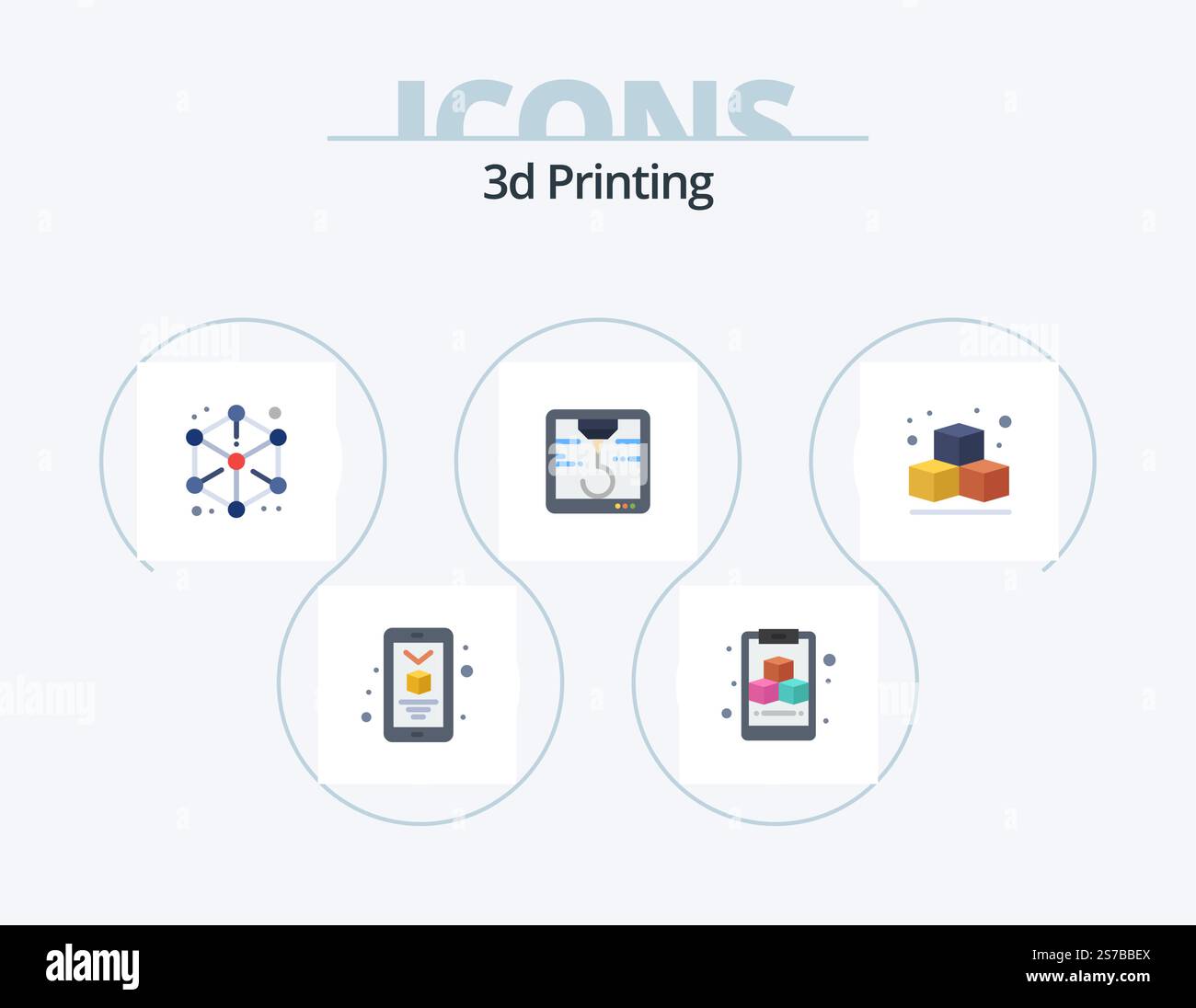 3d Printing Flat Icon Pack 5 Icon Design. . box. cube. 3d. printer Stock Vector Image & Art - Alamy
