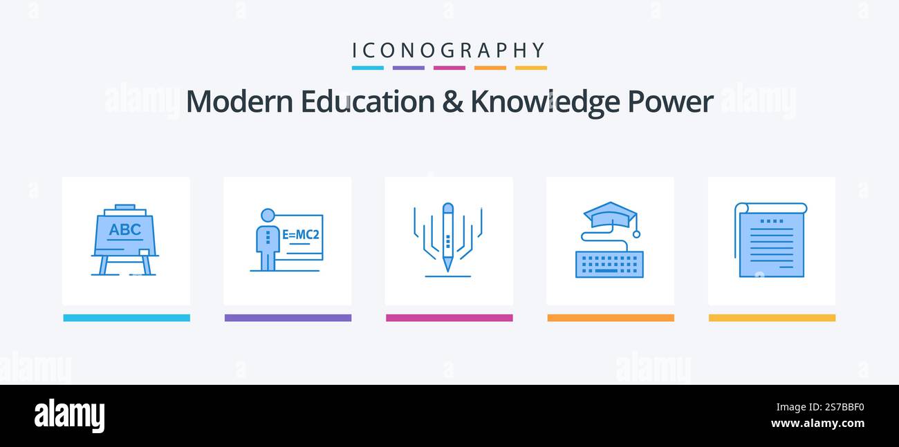 Modern Education And Knowledge Power Blue 5 Icon Pack Including notes ...
