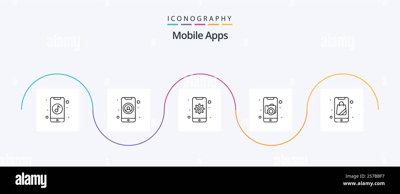 Mobile Apps Line 5 Icon Pack Including photo. mobile. profile. camera ...