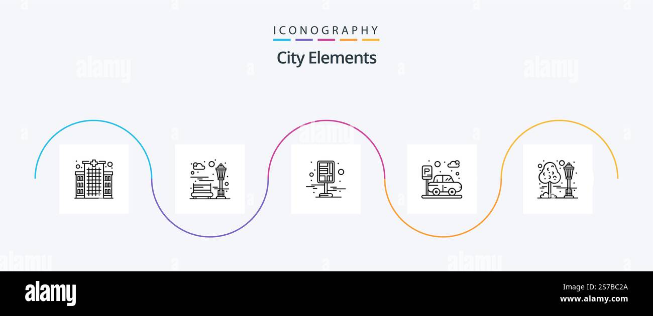 City Elements Line 5 Icon Pack Including city. transport. city. parking ...