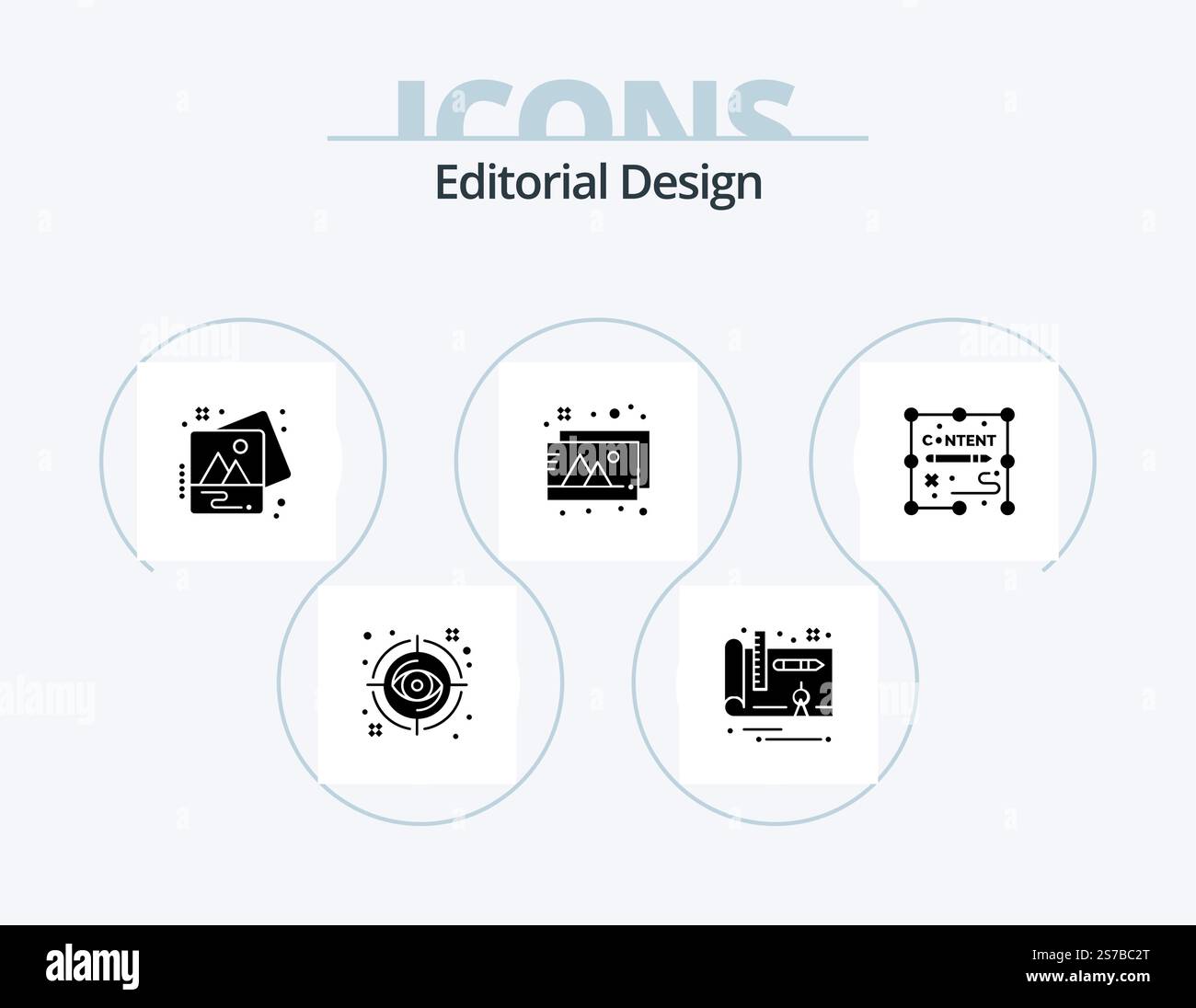 Editorial Design Glyph Icon Pack 5 Icon Design. duplicate. content. image. photos. design Stock ...