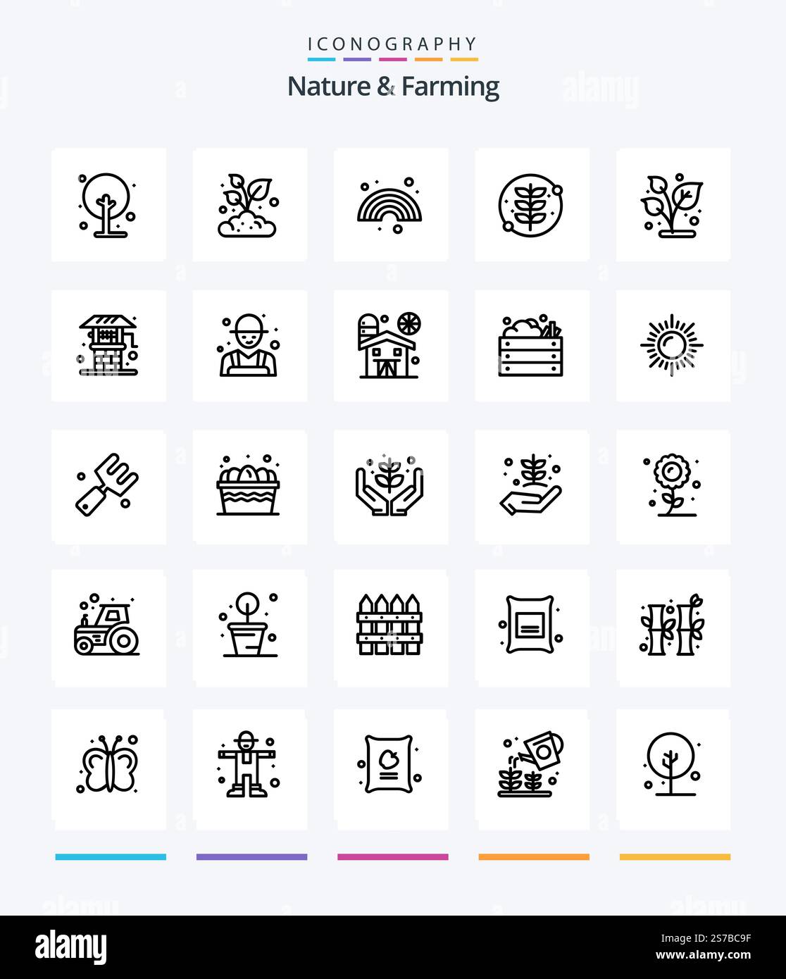 Creative Nature And Farming 25 OutLine icon pack Such As farmer. well ...