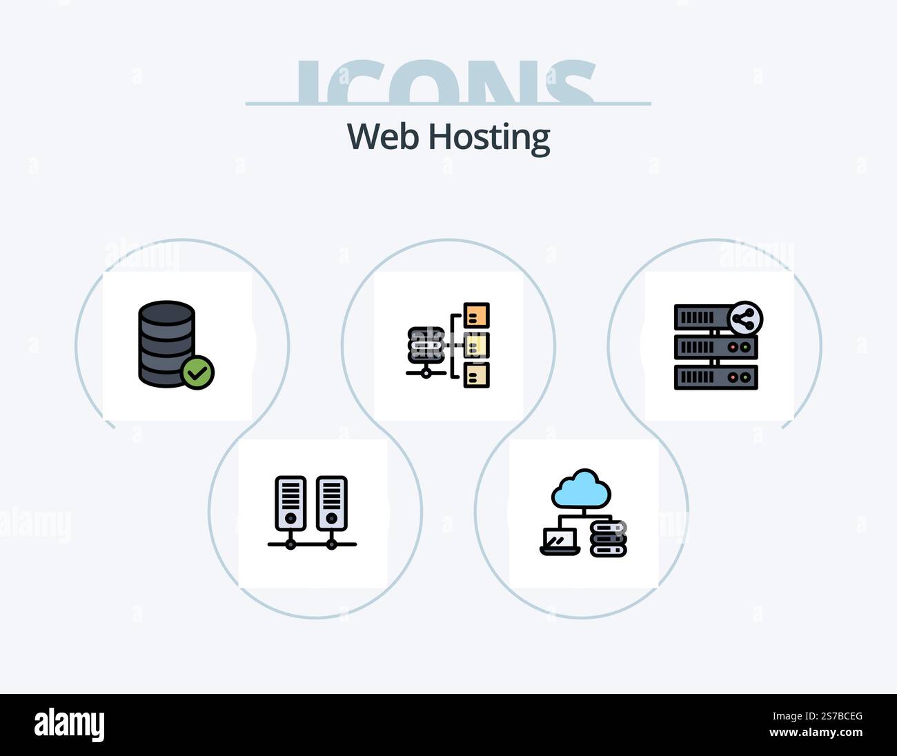 Web Hosting Line Filled Icon Pack 5 Icon Design Server Network Server Stock Vector Image
