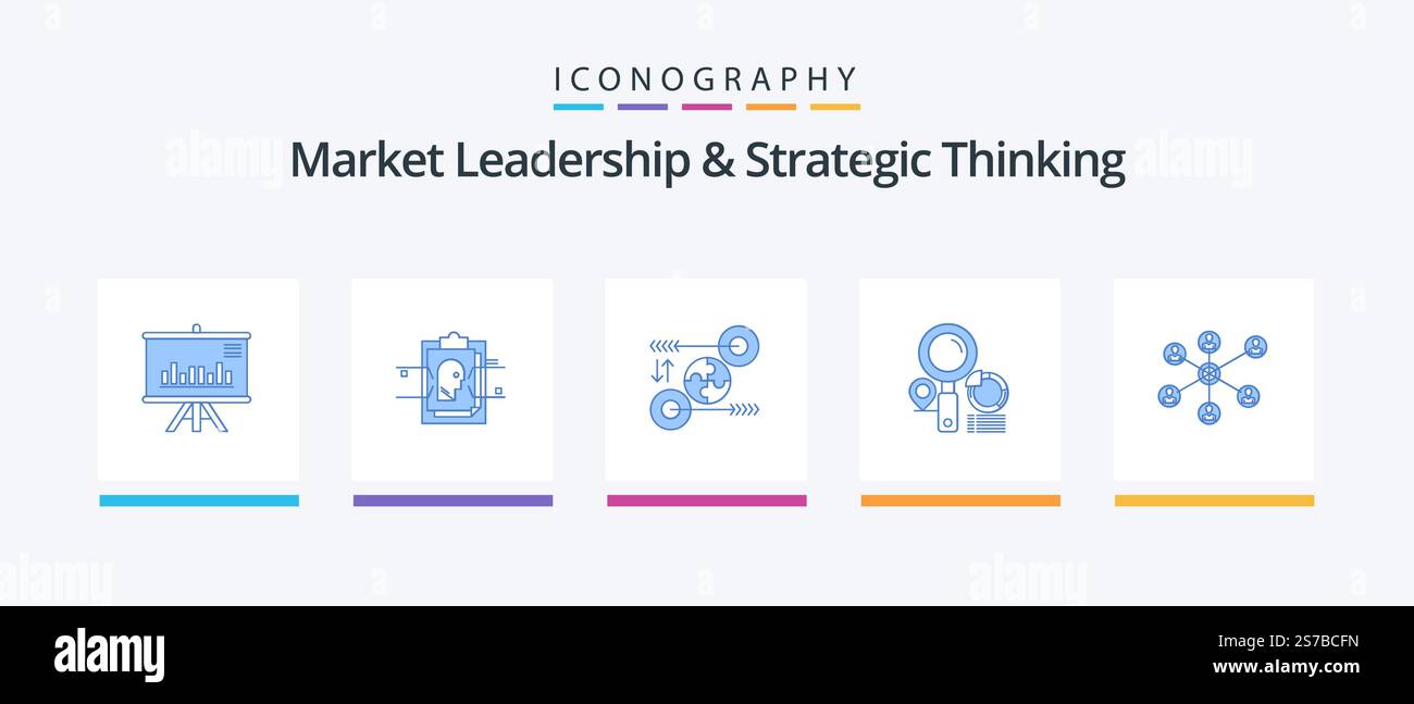 Market Leadership And Strategic Thinking Blue 5 Icon Pack Including ...