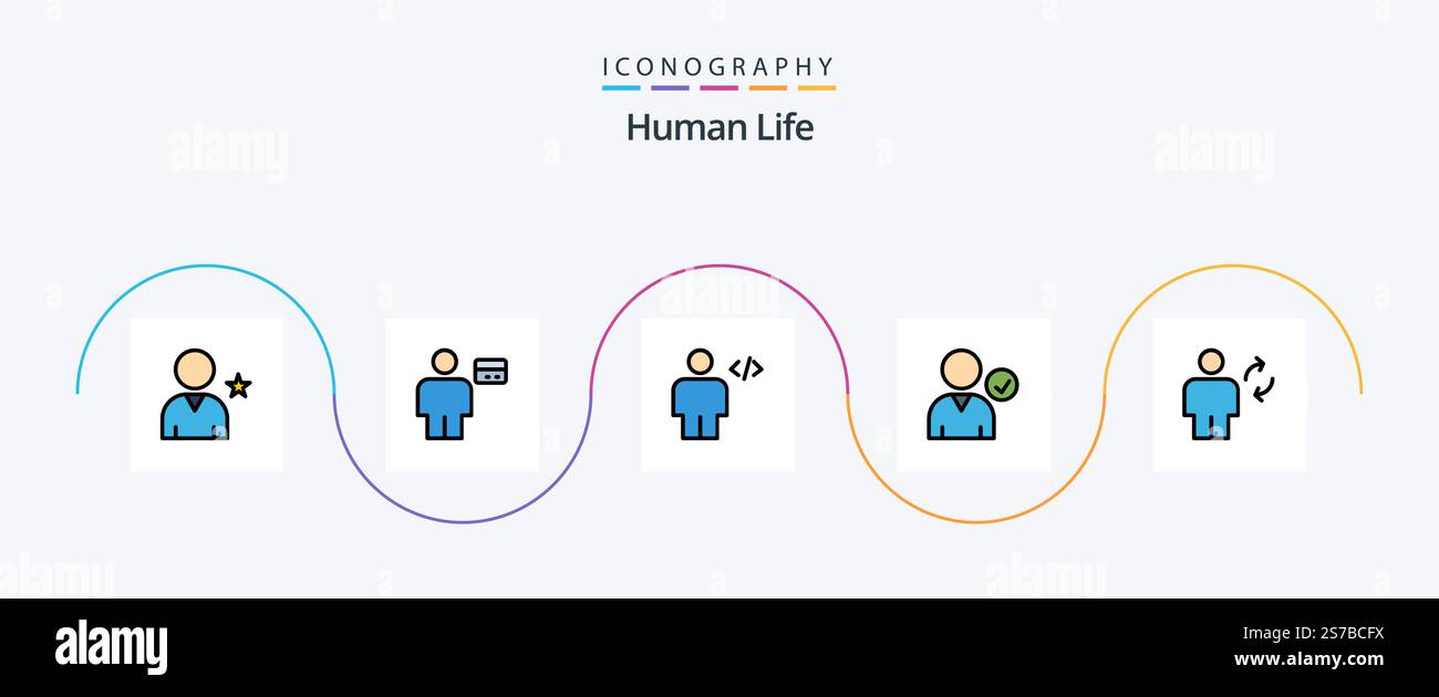 Human Line Filled Flat 5 Icon Pack Including avatar. complete. debit ...
