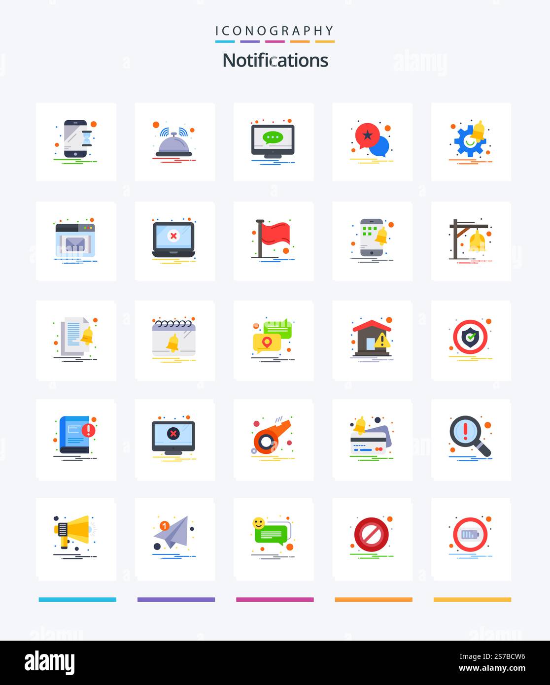 Creative Notifications 25 Flat icon pack Such As options. alert. chat ...