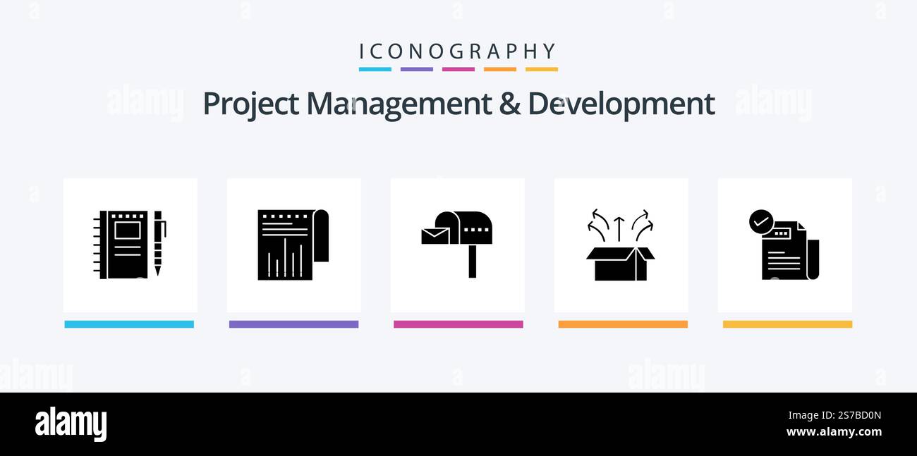 Project Management And Development Glyph 5 Icon Pack Including product ...