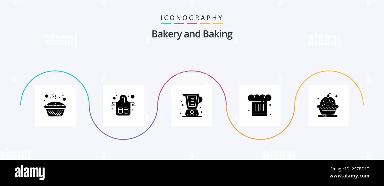 Baking Glyph 5 Icon Pack Including chef hat. cafe. kitchen. measuring ...