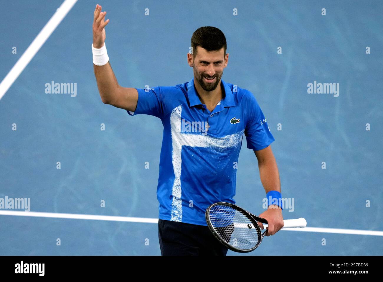 Novak Djokovic of Serbia gestures during a fourth round match against ...