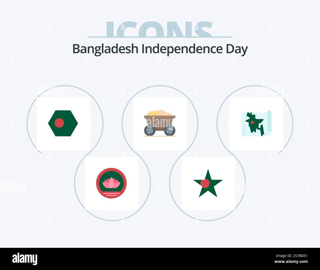 Bangladesh Independence Day Flat Icon Pack 5 Icon Design. map ...