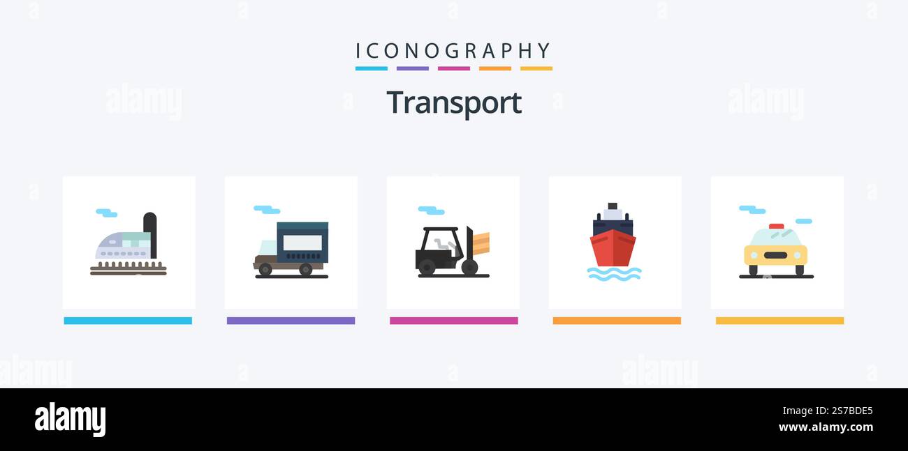 Transport Flat 5 Icon Pack Including . transport. outline. electric ...