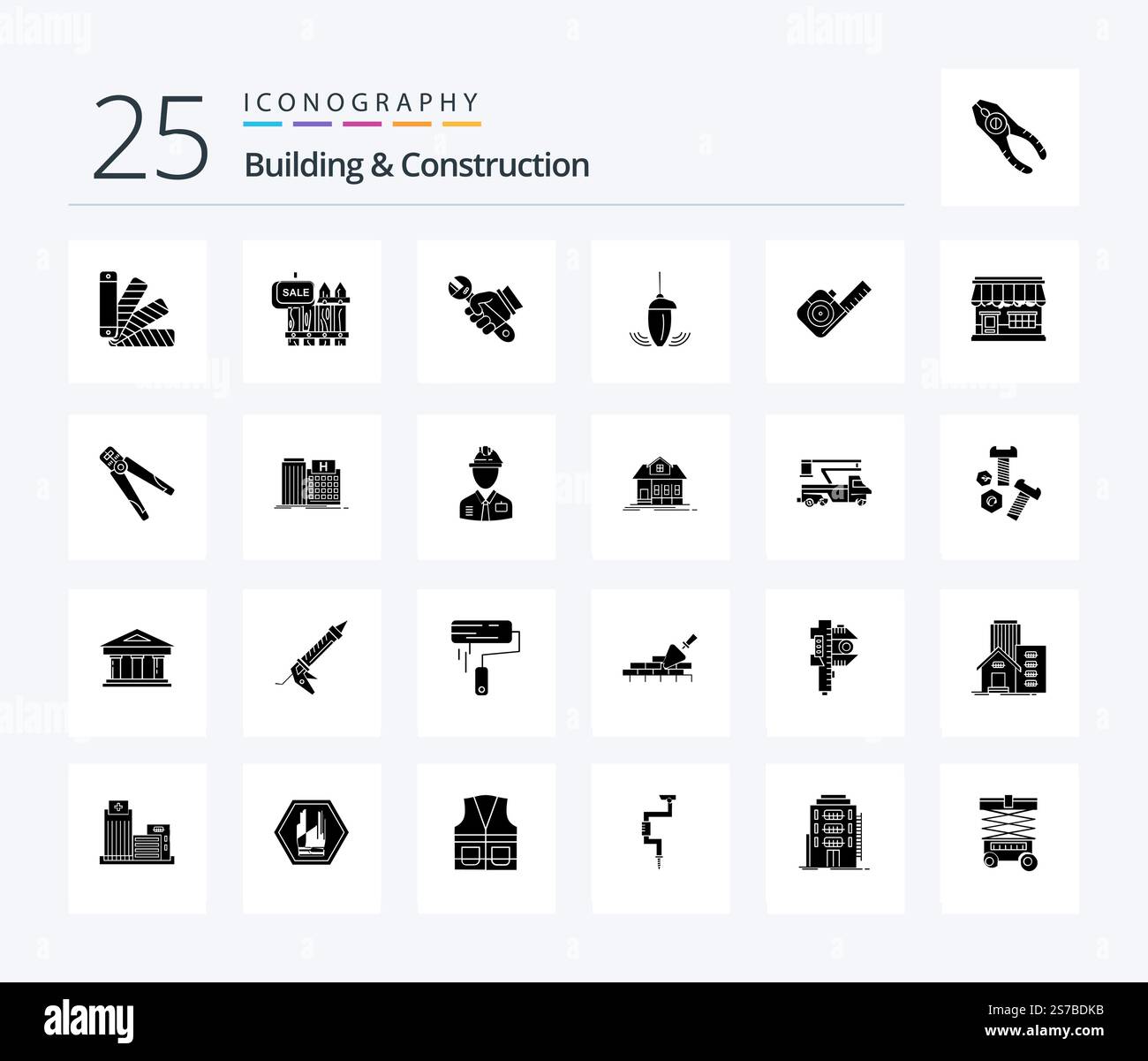 Building And Construction 25 Solid Glyph icon pack including ...