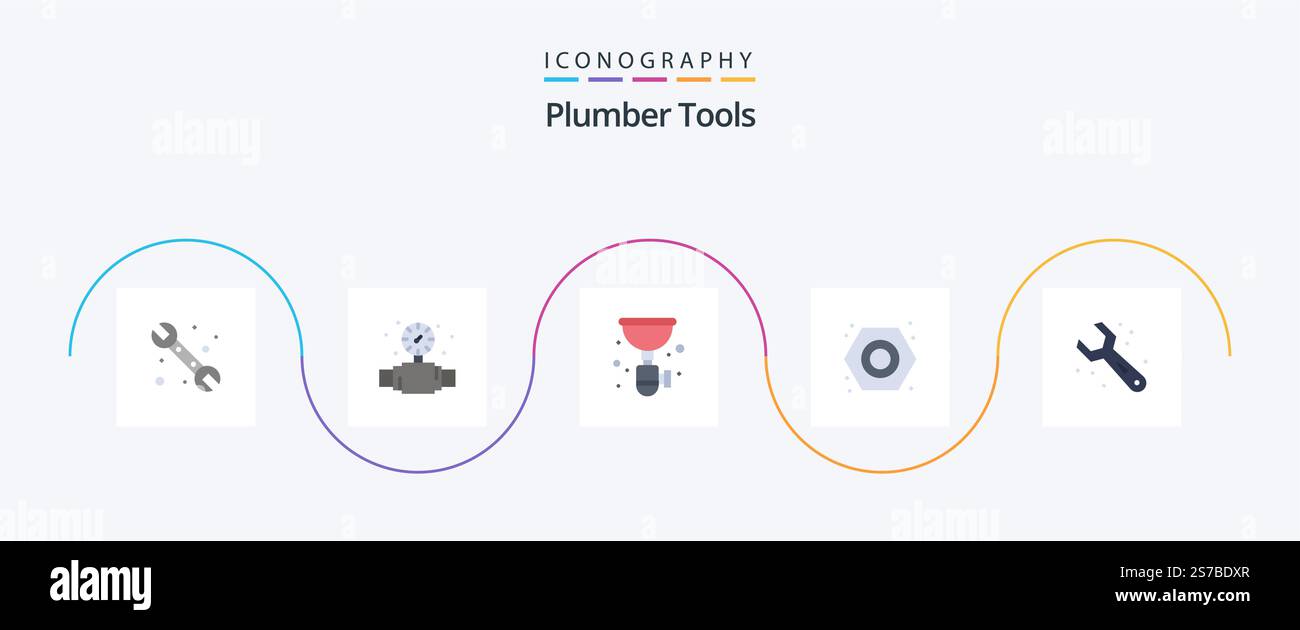 Plumber Flat 5 Icon Pack Including adjustable. plumber. pipe. nut. siphon Stock Vector Image ...