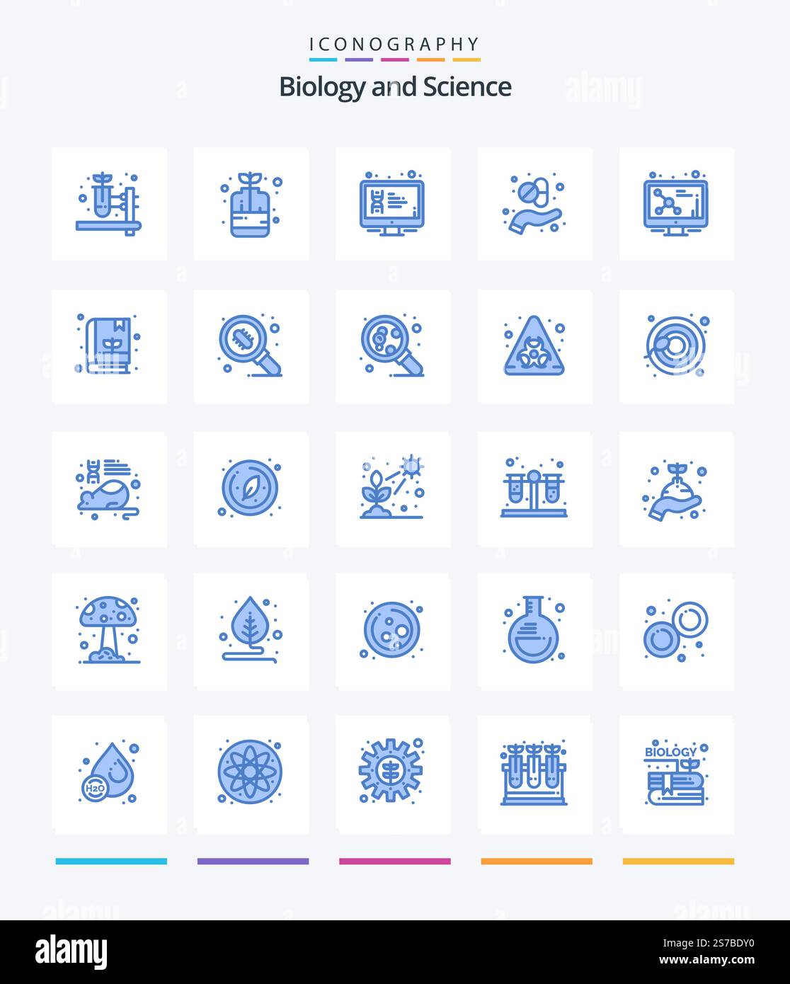Creative Biology 25 Blue icon pack Such As dna. medicine. dna. herb ...