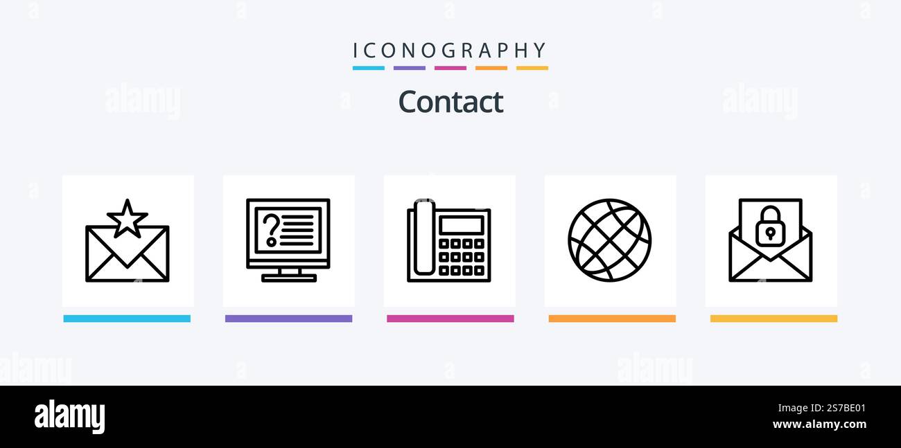 Contact Line 5 Icon Pack Including contact us. communication. email. phone. contact us. Creative ...