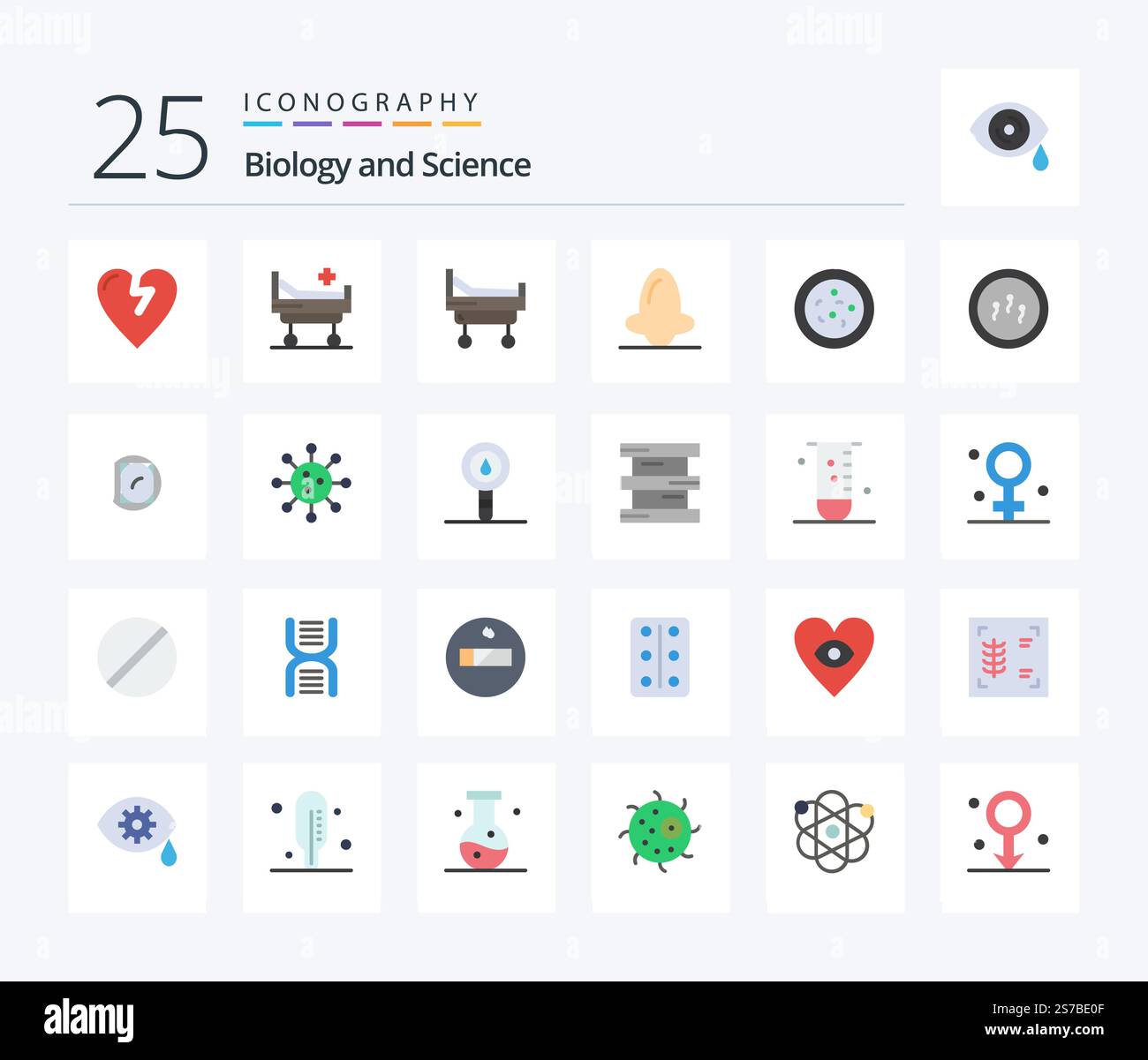 Biology 25 Flat Color icon pack including biology. chemistry. face ...