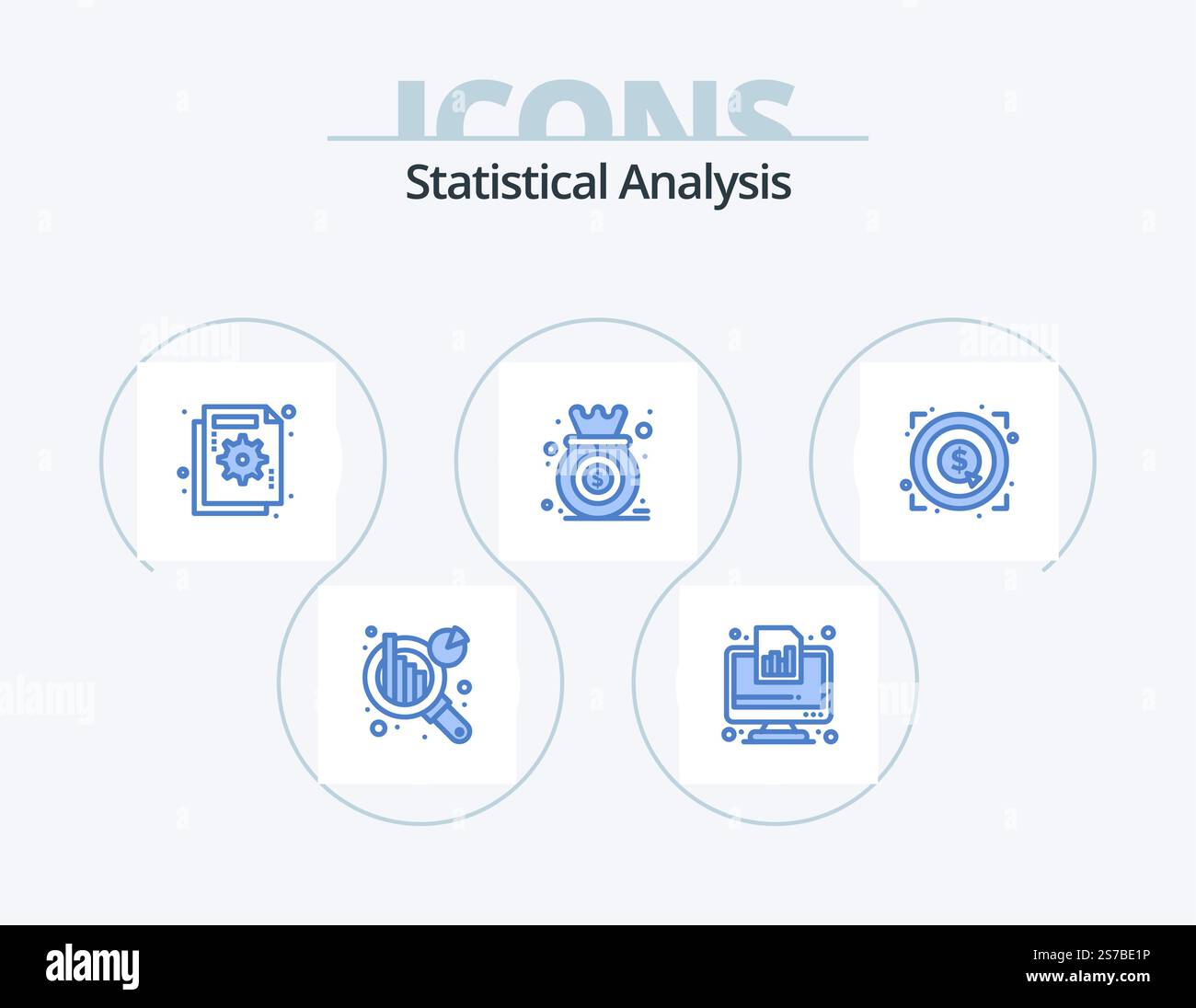Statistical Analysis Blue Icon Pack 5 Icon Design. growth. diagram ...