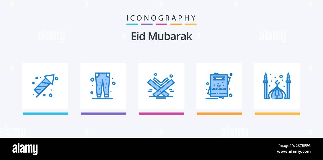 Eid Mubarak Blue 5 Icon Pack Including eid. card. eid. eid. book ...