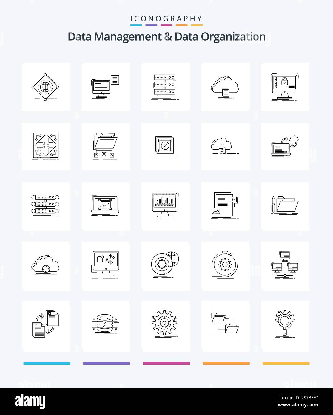 Creative Data Management And Data Organization 25 OutLine icon pack ...