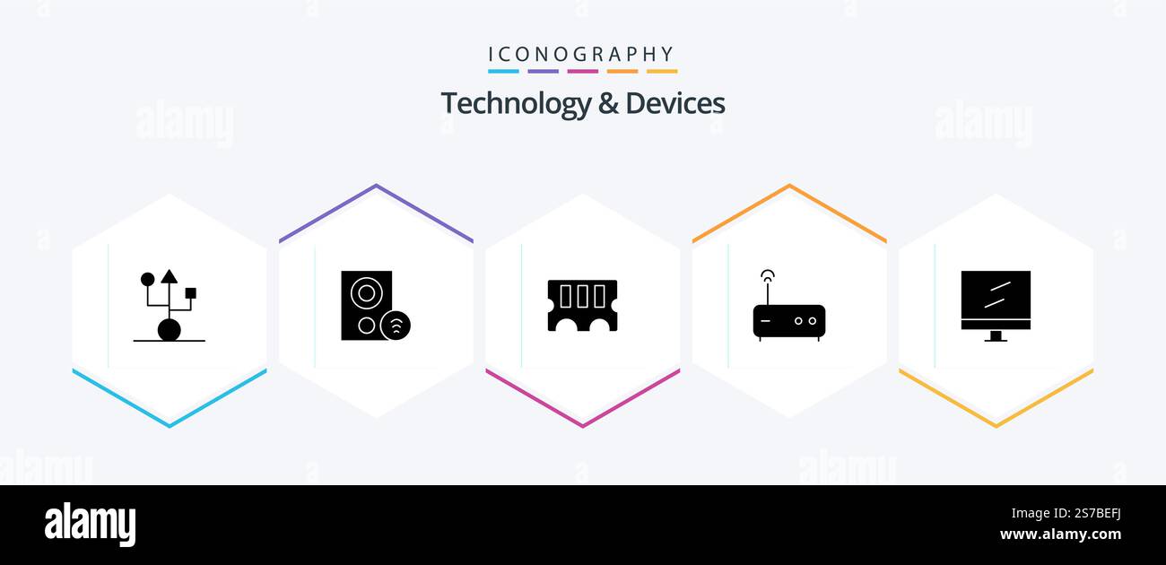 Devices 25 Glyph icon pack including display. router. hardware. modem ...