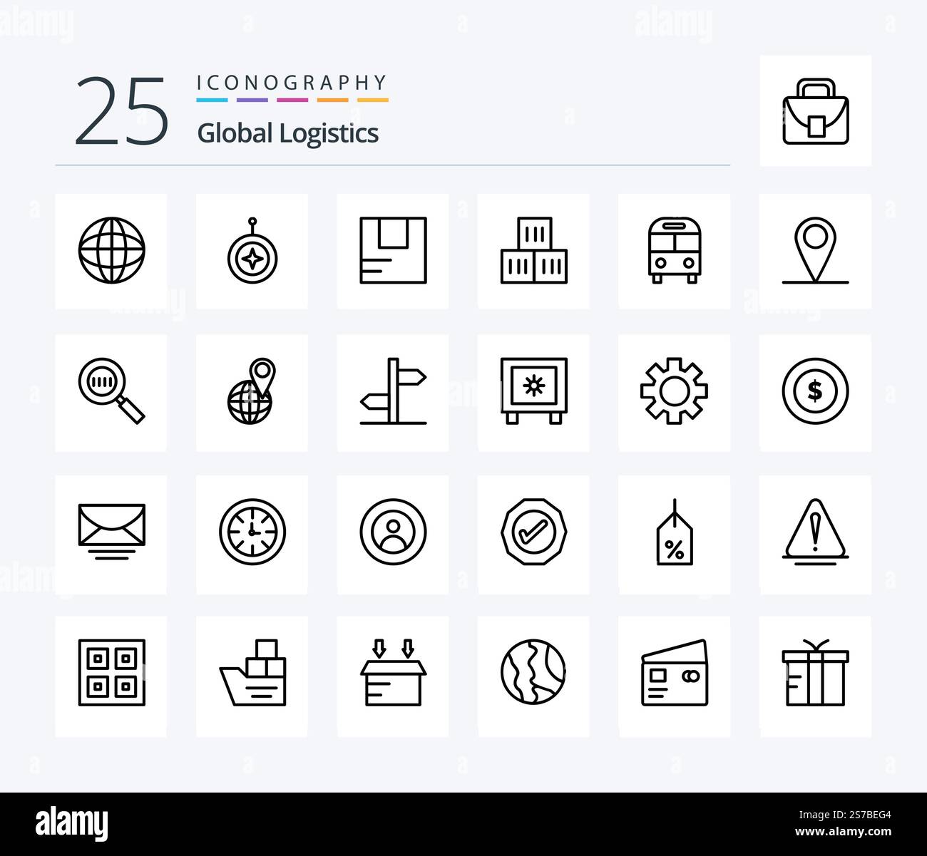 Global Logistics 25 Line icon pack including transport. deliver. honor ...