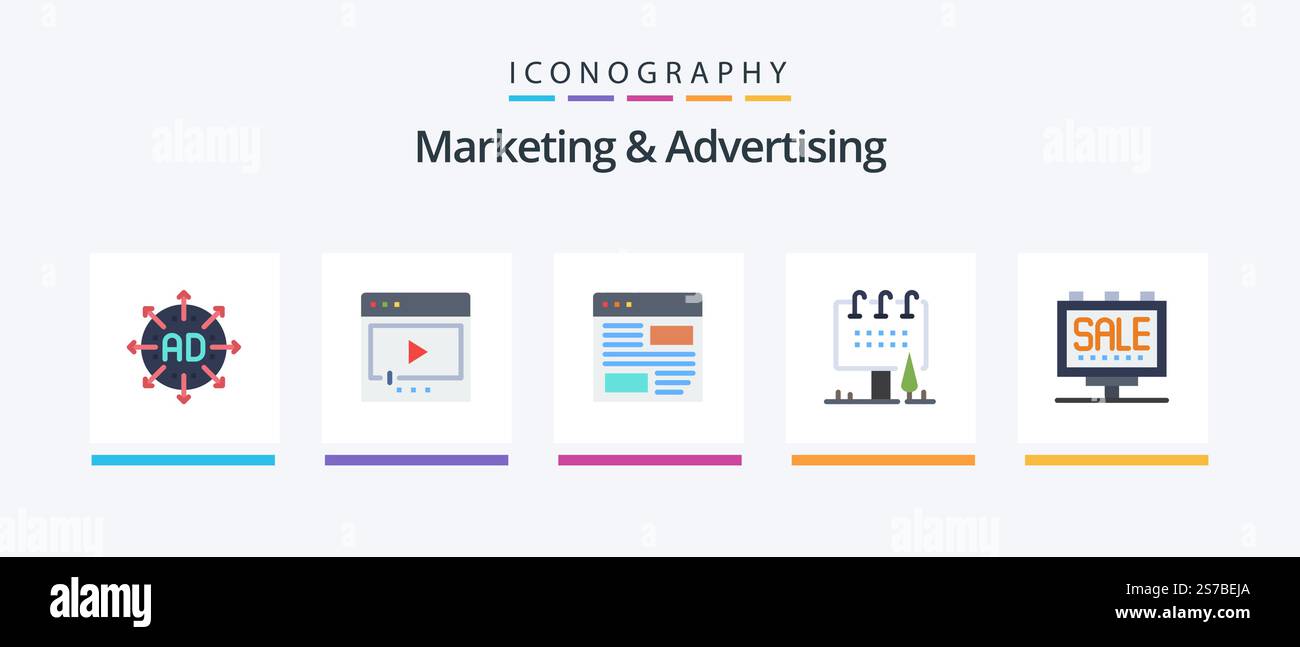 Marketing And Advertising Flat 5 Icon Pack Including board. advertising ...