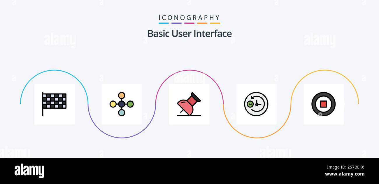 Basic Line Filled Flat 5 Icon Pack Including . pin. user. basic Stock Vector Image & Art - Alamy