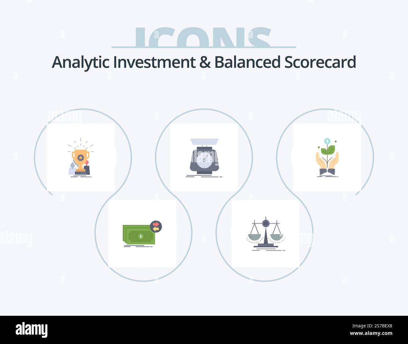 Analytic Investment And Balanced Scorecard Flat Icon Pack 5 Icon Design ...
