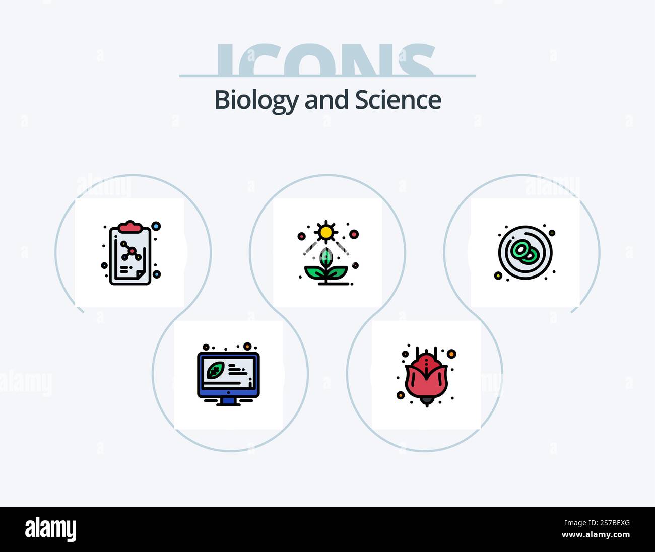 Biology Line Filled Icon Pack 5 Icon Design. molecule. lesson. tube ...