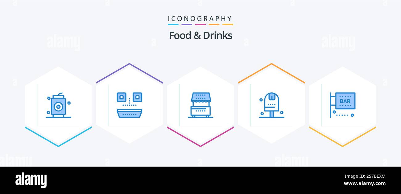 Food and Drinks 25 Blue icon pack including set. food. cooking. done ...