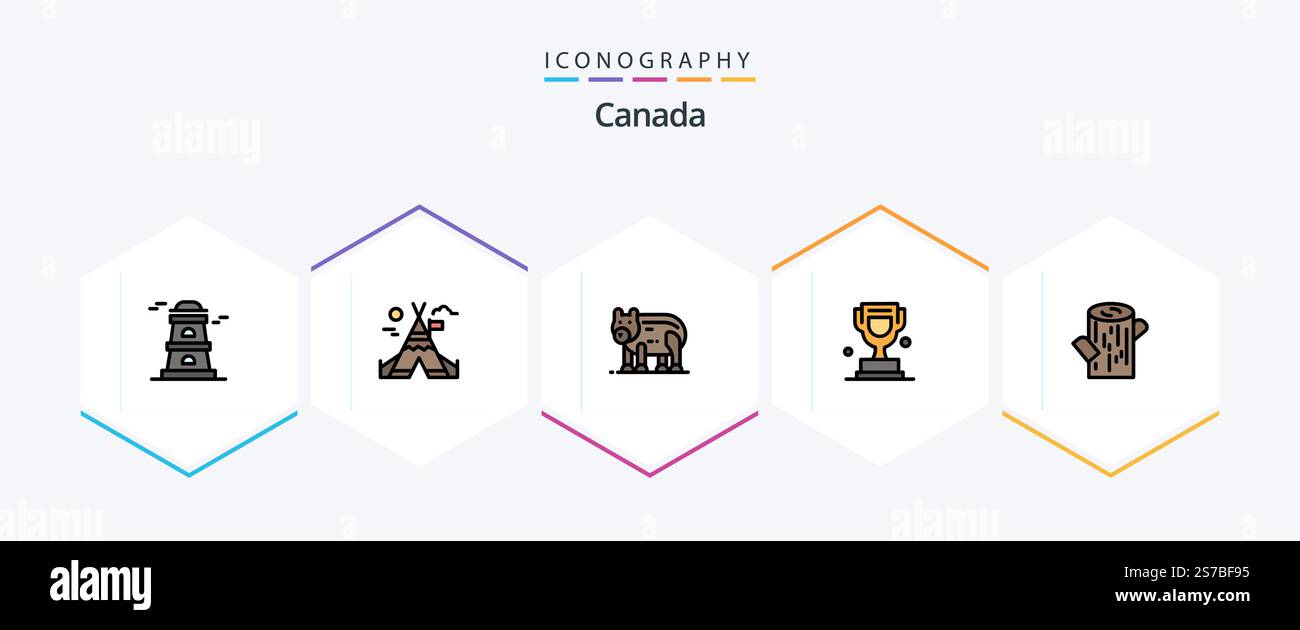 Canada 25 FilledLine icon pack including . timber. polar. log. trophy ...