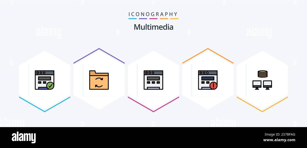 Multimedia 25 FilledLine icon pack including . alert. . database Stock ...