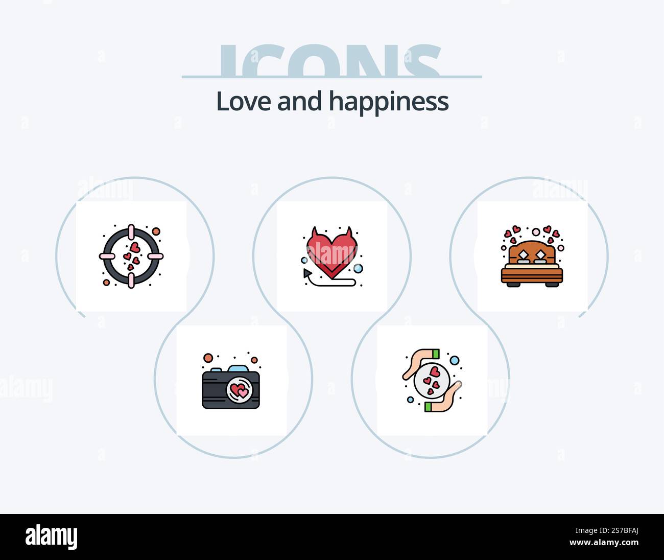 Love Line Filled Icon Pack 5 Icon Design. heart. chemical. heart. party ...