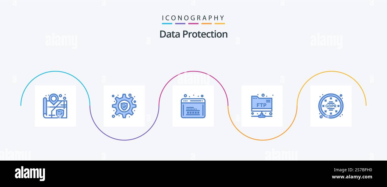 Data Protection Blue 5 Icon Pack Including data. privacy. programming ...