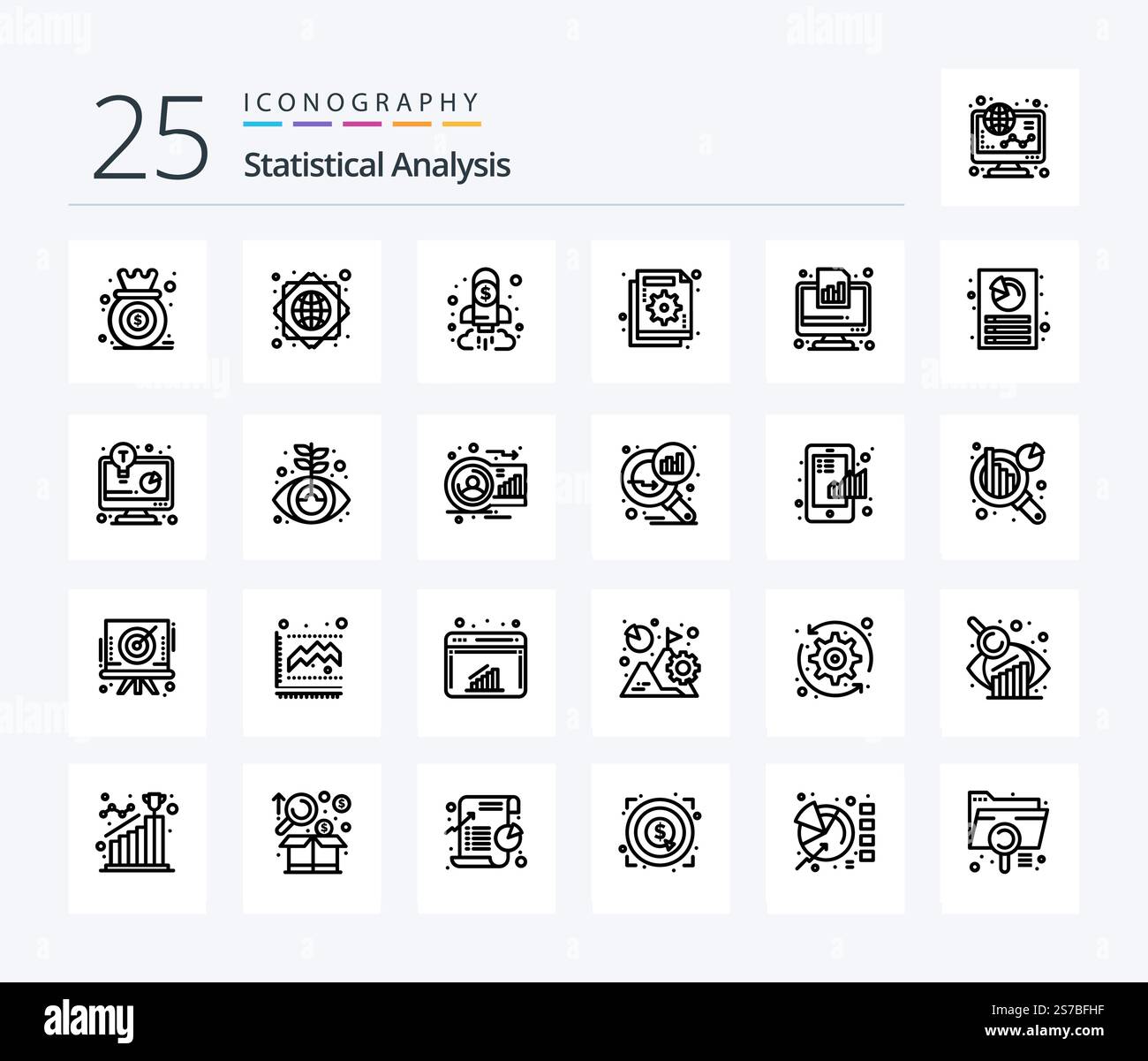 Statistical Analysis 25 Line icon pack including graph. chart. analysis ...